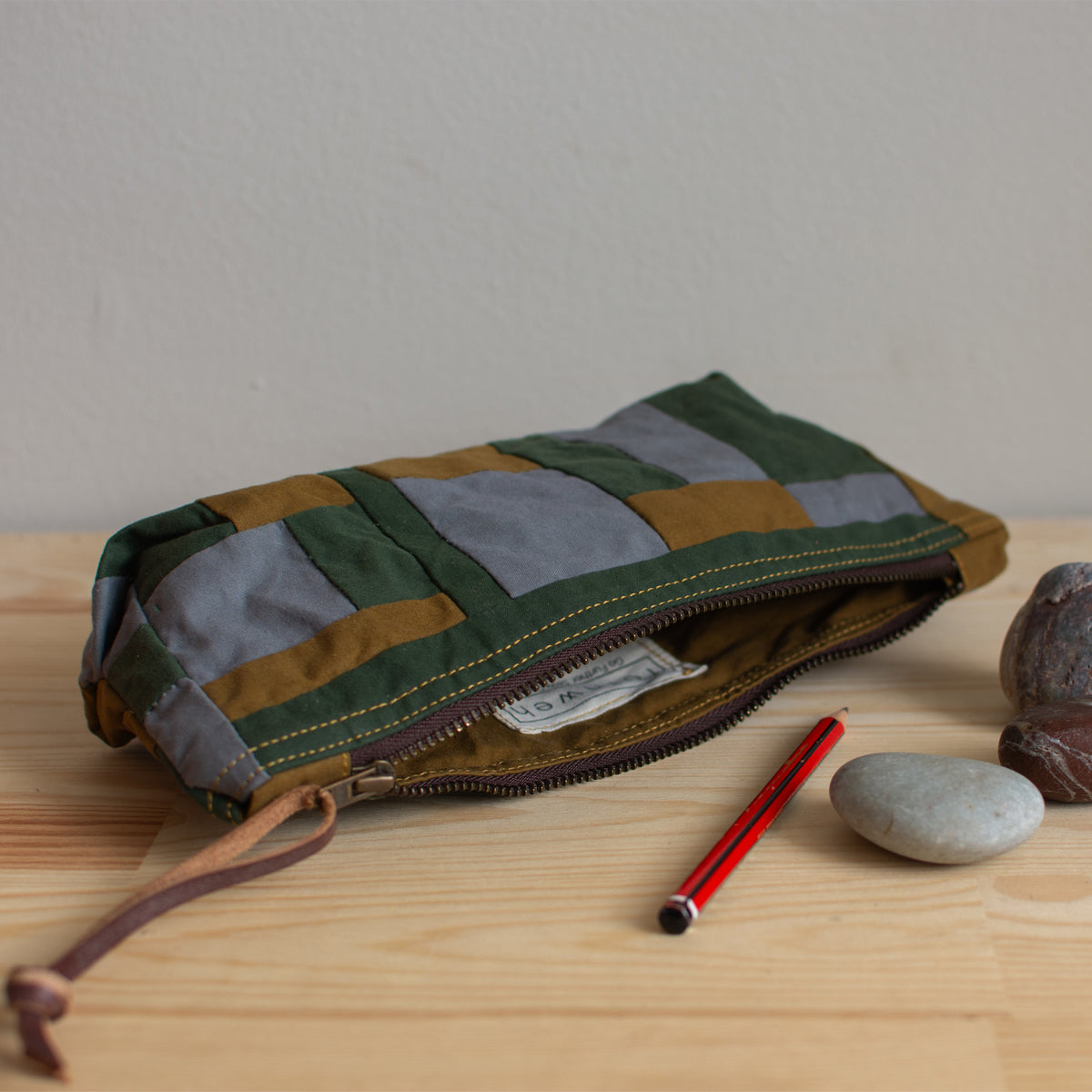 Zero Waste Pencil Pouch - Ochre/Grey/Green – Fernweh UK