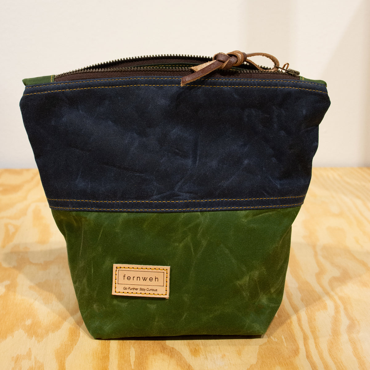 Fernweh UK SPEY Waxed Cotton Canvas Wash Bag - Bracken/Forest