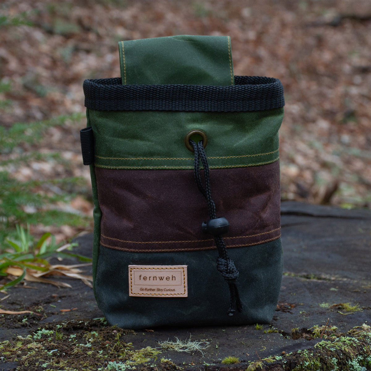 Fernweh UK Waxed Cotton Chalk Bag - Triple. Handmade in Scotland.